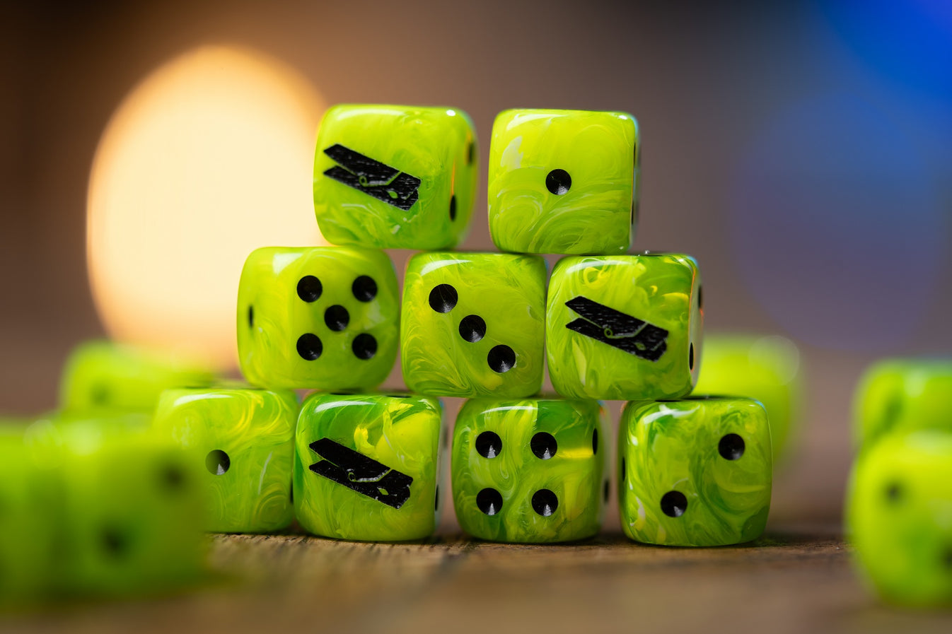 The Painting Phase: 10 Vortex Green 'Peg' Dice – Artis Opus Store